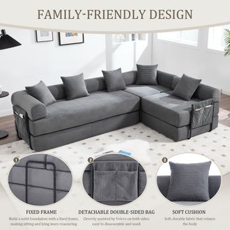 tidyard Gecheer Familiensofa mit Stauraum modularer Funktion vakuumverpackt f&uuml;r m&uuml;helose Montage frei kombinierbare Module und haustierfreundlich f&uuml;r Wohnzimm