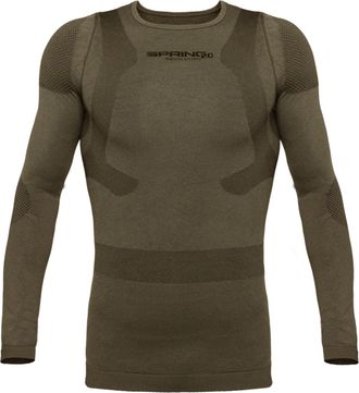 Spring MÄNNER Langarm POSTURAL Shirt (Nr. 53/W) MIT Kompression, Kompressionsshirt, Haltungsshirt, Postureshirt mit 81% Merinowolle (L, Olive)