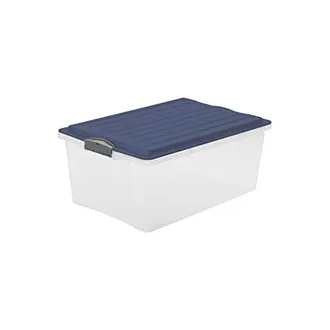 Rotho Compact Aufbewahrungsbox 38l mit Deckel, Kunststoff (PP) BPA-frei, blau, A3/38l (57.0 x 40.0 x 25.0 cm), Nicht zutreffend