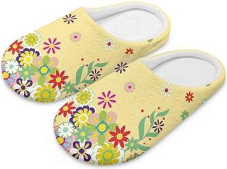 Coloranimal Pantoufles dint&eacute;rieur pelucheuses &agrave; bout ferm&eacute; pour femme - L&eacute;g&egrave;res et confortables, Fleur hippie, 35.5/36.5 EU