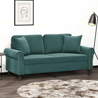 vidaXL 2-Sitzer-Sofa mit Zierkissen Dunkelgr&uuml;n 140 cm Samt Vidaxl