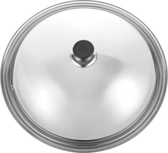 Cabilock Kochtopfdeckel Pfannendeckel Edelstahl Topfdeckel Kochdeckel Ersatzdeckel mit Knopf 38cm Kochtopf Deckel Universaldeckel Wok Abdeckung f&uuml;r K&uuml;che T? Pf