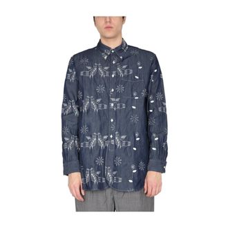 Engineered Garments Bird Baumwoll-Denim-Stickereihemd - - Shirts - Herren - Blau - S