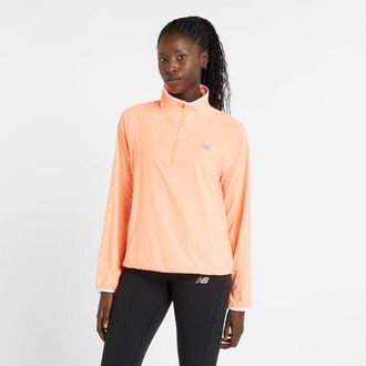 New Balance Damen Ultra Light Half Zip in Orange, Polywoven, Gr&ouml;&szlig;e L