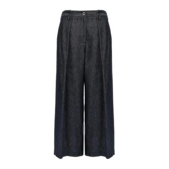 Brunello Cucinelli Plissierte Jeans mit weitem Bein - - Jeans - Damen - Blau - L