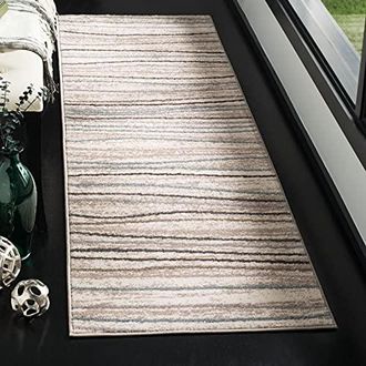 Safavieh Modern Teppich für Wohnzimmer, Esszimmer, Schlafzimmer - Amsterdam Collection, Kurzer Flor, Creme und Beige, 69 X 244 cm