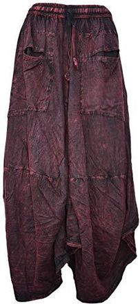 Gheri Aux Femmes Coton D&eacute;tresse Ouvert Poche Salut Bas Jupe Bordeaux