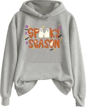 Generic 2026 Vestes pour femmes - Sweat &agrave; capuche imprim&eacute; Halloween - Pull &agrave; manches longues - Veste polaire confortable - D&eacute;contract&eacute;e - Automne et hiver, gr