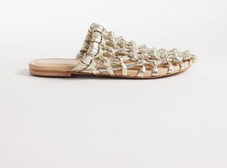 Bronx Ann-aya - Flache Mules in Ros&eacute;gold in Flecht-Optik-Goldfarben