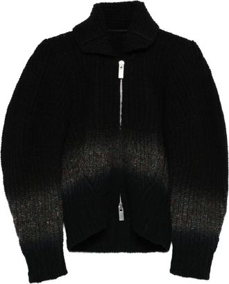 sacai Melierter Cardigan mit Reißverschluss - Schwarz