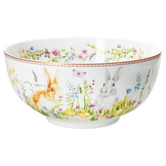 MamboCat Happy Easter Servierschale rund I 1,75L, &Oslash;23cm I Sch&uuml;ssel mit Osterdekor I Bunte gro&szlig;e Schale aus Porzellan f&uuml;r Beilagen, Salat & Co f&uuml;r Ostern