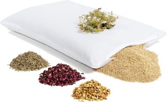 Himmelgrün Himmelgrün Premium Kräuter und Zirben Schlafkissen - 40 x 60 cm - Weiß mit Zipp - Bio Hirse oder Dinkelspelzkissen - Schlaffördernde Kräuter Kissen - 