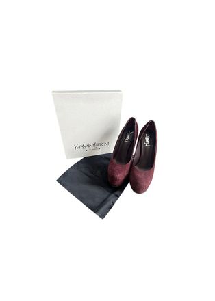 Saint Laurent Burgundy Suede Tribtoo Pumps Size 41