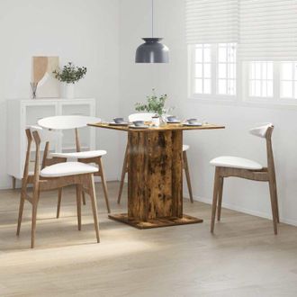 vidaXL Vidaxl - Table &agrave; d&icirc;ner Ch&ecirc;ne fum&eacute; 80x80x75 cm Bois ding&eacute;nierie