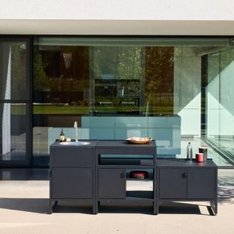 Sweeek Cuisine ext&eacute;rieure 3 modules acier inoxydable noir - Kea