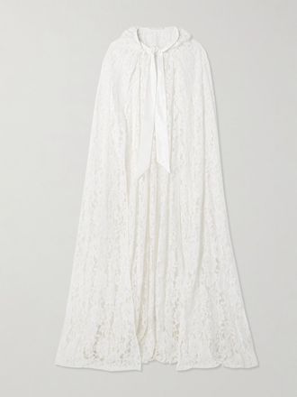 Halfpenny London Dean Cape Aus Spitze Mit Twill-bes&auml;tzen Und Kapuze - Elfenbein