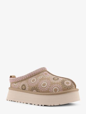 UGG Womens Suede Sandals Tazz Multicolour Embroidery Beige