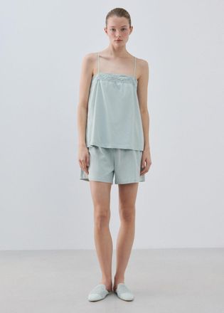 Mango Tr&auml;gertop aus Baumwolle mit Seidenspitze minzgr&uuml;n - Damen - S - MANGO