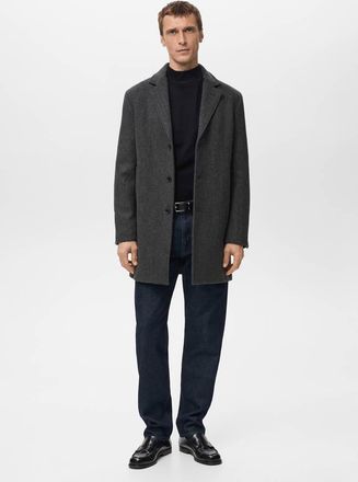 Mango Manteau l&eacute;ger laine recycl&eacute;e gris chin&eacute; fonc&eacute; - Homme - XS - MANGO MAN