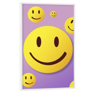 artboxONE Poster mit wei&szlig;em Rahmen 45x30 cm Lustig L&auml;chelt - Bild Smiley gl&uuml;ck gl&uuml;cklich