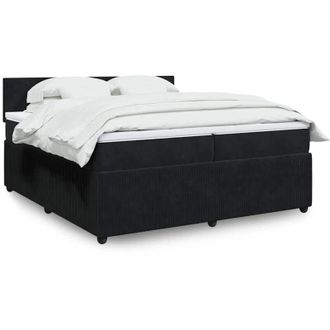 vidaXL Boxspringbett mit Matratze Schwarz 200x200 cm Samt vidaXL