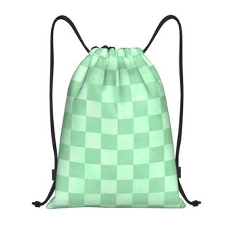 Generic Tunnelzug Gymsack T&uuml;rkis-Karomuster Stoffbeutel wasserdichte Unisex Kordelzug Sportbeutel, F&uuml;r Reisen, Schwimmen, Strand, 36x42cm