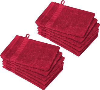 Dyckhoff Waschhandschuh Set Planet, 12 St&uuml;ck, 16 x 21 cm, 450 g/m&sup2;, 100% Baumwolle, Frottierserie, hochwertige Qualit&auml;t, Farbe: rot