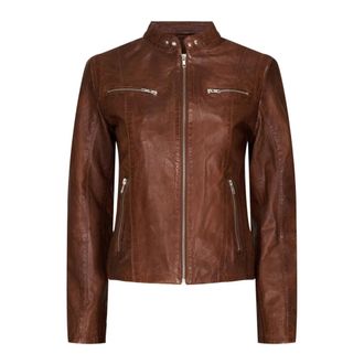 BTF-CPH Btfcph, Femme, Vestes, Brun, Taille: 46 FR Blouson Moto 1075 Skind 100127 Cognac Fonc&eacute; Acc. Argent