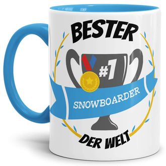 Tassendruck Wintersport-Tasse Bester Snowboarder Innen & Henkel Hellblau/Olympia/Winter/Kalt/Schnee/Sport/Mug/Cup/Geschenk/Beste Qualit&auml;t - 25 Jahre Erfahrung