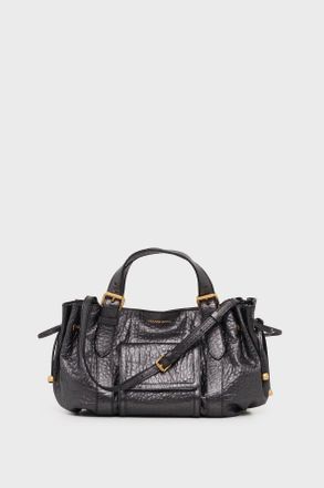 Gerard Darel Sac &agrave; main en cuir bubble m&eacute;tallis&eacute; - 18H - Asphalte