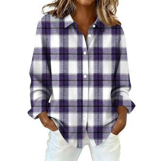 Generic Chemise &agrave; manches longues pour femme - Style d&eacute;contract&eacute; - Imprim&eacute; - Avec boutons, violet, XXL