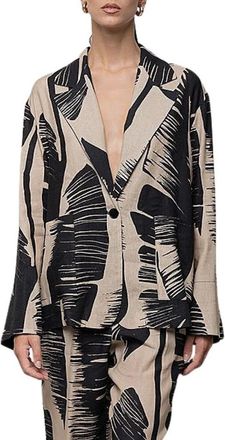 Kaos Kaos, Femme, Vestes, Multicolore, Taille: 38 FR Veste en m&eacute;lange de lin &agrave; motifs