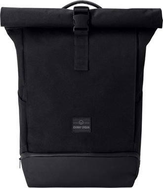 Johnny Urban Rucksack Damen & Herren Schwarz - Allen Medium - Rolltop Mit Laptopfach f&uuml;r Uni Fahrrad Business - 15L - Nachhaltig - Wasserabweisend