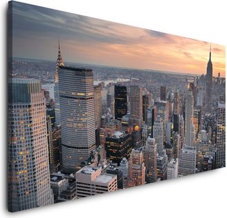 Paul Sinus Art New York Skyline 120x 60cm Panorama Leinwand Bild XXL Format Wandbilder Wohnzimmer Wohnung Deko Kunstdrucke