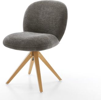 DELIFE Drehstuhl Nube-Flex Boucl&eacute; Soft Schlamm Holzgestell kantig Natur 180&deg; drehbar Taschenfederkern, Esszimmerst&uuml;hle