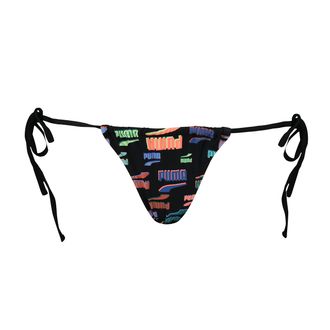 Puma Damen Side Tie Tanga String Bikini Bottoms, Black Combo, XS EU