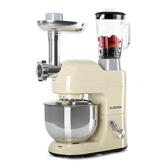 Klarstein Klarstein Robot Patissier Multifonctions, Batteur sur Socle, Bol 5L, Robot Cuisine 1800W, Blender 1.5L, Robot Multifonction Petrin Boulangerie, Hachoi