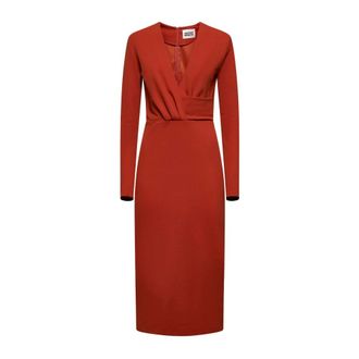Silvian Heach Robe midi avec d&eacute;tail fronc&eacute; - Femme - Robes - Rouge - Taille: 40 FR