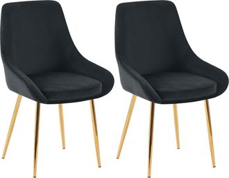 Clp Esszimmerstühle 2er Set ergonomisch Elmira, gepolster Sessel mit Armlehne, Stabiler Metallrahmen, pflegeleichter Samtbezug, modern, Farbe:schwarz, Mat