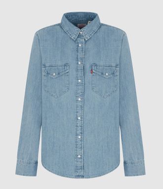 Levi's Chemise Iconic Western Light Indigo-Worn In Old 517 Blue