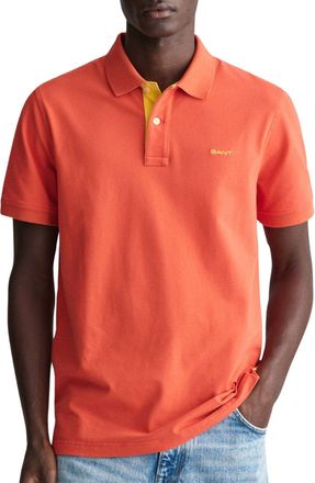 GANT Herren REG Contrast Pique SS Rugger, Burnt ORANGE, Small