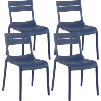 Oviala Lot de 4 chaises de terrasse en plastique bleu pacific