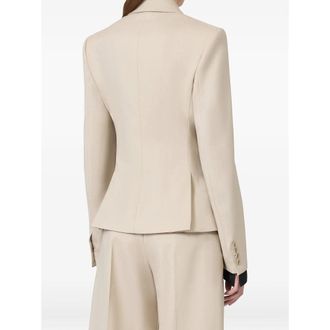 Max Mara Womens Double-Breasted Blazer Sand Beige Neutrals Virgin Wool Blazers Jacket
