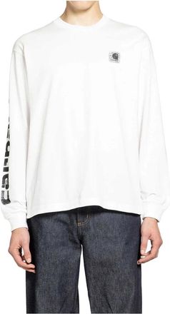 Carhartt Work in Progress Homme, Tops, Blanc, Taille: XL L/S Archive Script T-Shirt