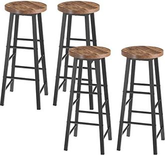 Woltu Tabourets Bar Lot de 4, Chaises Bar Cuisine Haute, avec Repose-Pieds, Structure en Acier Stable, pour Bistrot et Salle à Manger, Design Industriel, No