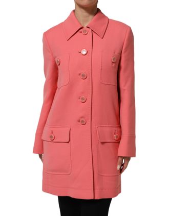 Dolce & Gabbana Womens Pink Buttoned Down Trench Coat Jacket Clothing