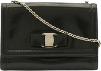 Ferragamo Pre-owned Vara Patent Leather 2way Shoulder Bag - Femme - Pre-owned - Noir - Taille: ONE Size