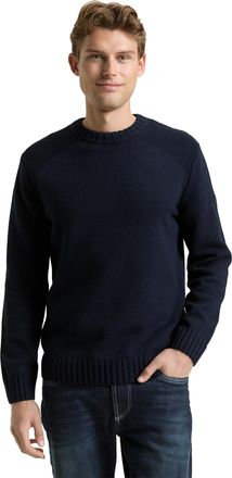Tom Tailor Herren 1048759 Strickpullover mit RIPP-Details, 13160-Knitted Navy Melange, L