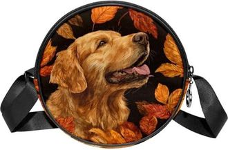 Generic Sac &agrave; bandouli&egrave;re Circle pour femme, petit sac &agrave; bandouli&egrave;re Golden Retriever, sac &agrave; dos &agrave; bandouli&egrave;re avec fermeture &eacute;clair, bretelles r&eacute;glables, sac