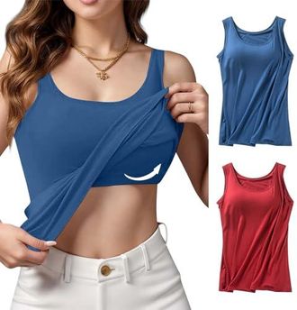 Generic Lot de 2 d&eacute;bardeurs pour femme avec soutien-gorge int&eacute;gr&eacute;, grande taille, d&eacute;bardeur pour yoga, gym, sport, camisole d&eacute;t&eacute; basique confortable respirant
